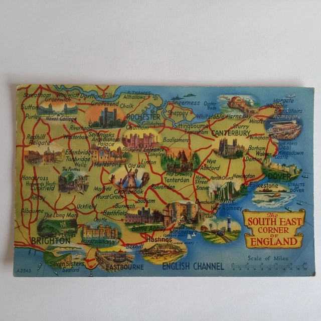 POSTCARD MAP OF The South East Corner of England map Postcard EUR 1,54 ...