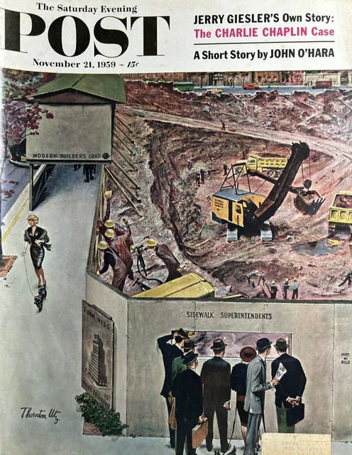 1959 THORNTON UTZ Saturday Evening Post Construction Original Magazine ...