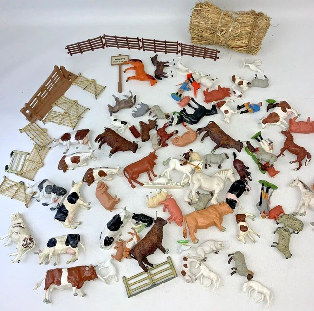 VINTAGE BRITAINS LTD Large Plastic Farm Animal Bundle Figures Fencing ...