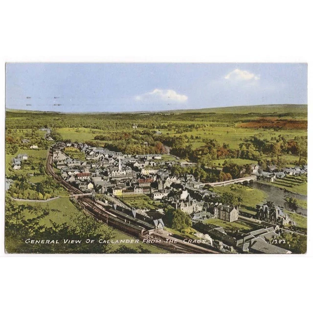 CALLANDER FROM THE Crags Showing Railway Station, Postcard Postally ...