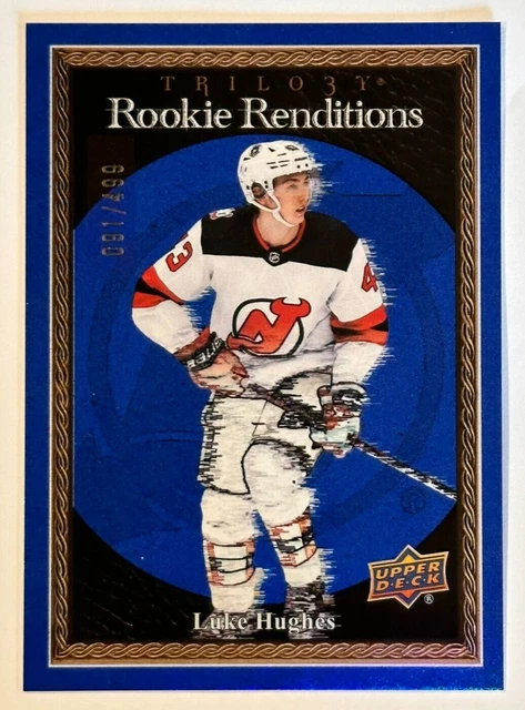 2023-24 LUKE HUGHES Upper Deck Trilogy ROOKIE RENDITIONS BLUE PARALLEL ...