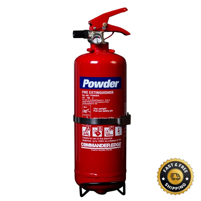 COMMANDER 2KG ABC Dry Powder Fire Extinguisher, Bracket, Car Taxi ...
