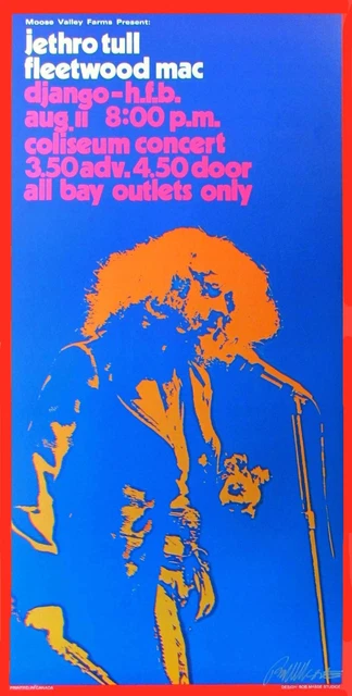 AFFICHE JETHRO TULL Fleetwood Mac Vancouver 72 belle réimpression ...