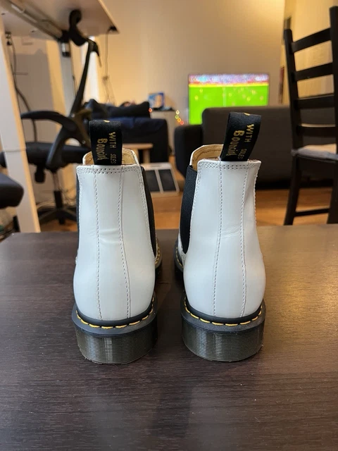 DR. MARTENS CHELSEA Boots White Leather Mens US 11 UK 10 EU 45 Used £58 ...