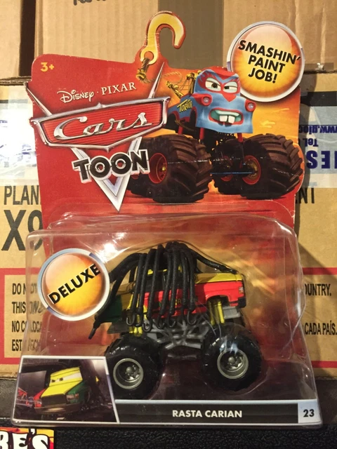 DISNEY PIXAR CARS Toons Rastacarian Monster Trucks Deluxe Mattel 1.55 ...