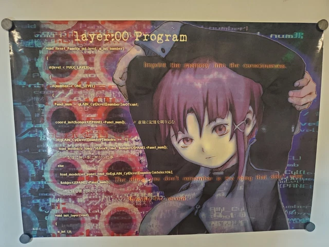 VINTAGE SERIAL EXPERIMENTS Lain Poster Yoshitoshi LAMINATED 90s ...