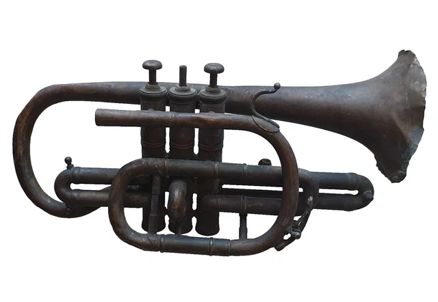 RARE CORNET À pistons XIXème BESSON Paris SYSTÈME PROTOTYPE breveté ...