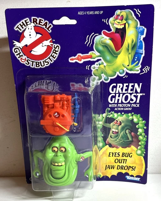 THE REAL GHOSTBUSTERS : Green Ghost Proton Pack Slimer Kenner Figure ...