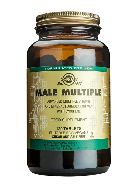 SOLGAR MALE MULTIPLE 120 Tablets Advanced Multivitamin & Mineral ...