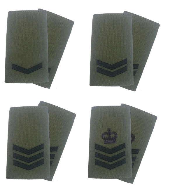 PAIR ROYAL MARINES Commando Rank Slides - (Black on Olive Green) All ...