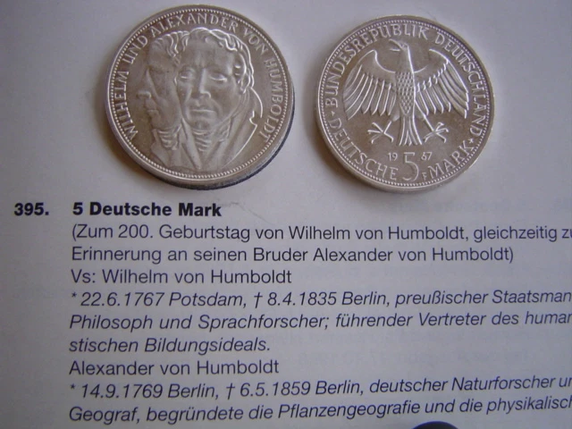 BRD>DM 5,00> HUMBOLDT, Wilhelm von>1967 F>Silber>Jäger-Katalog-Nr.:395>TOP> EUR 9,00 - PicClick DE