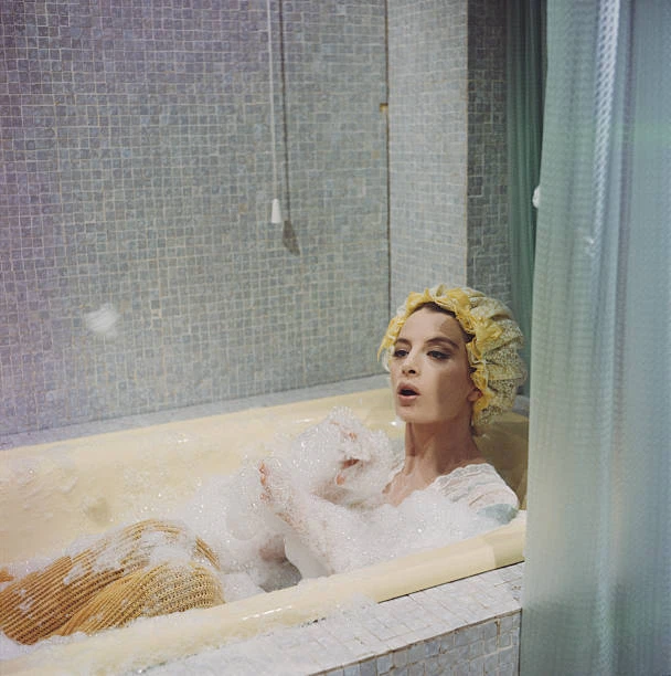 FRENCH MODEL AND Actress Capucine Sitting In A Bath In Charac 1960s Old ...