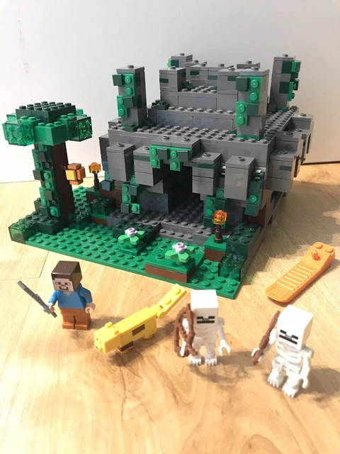 LEGO MINECRAFT JUNGLE Temple Set 21132 Steve Skeletons Sword Bow Ocelot ...