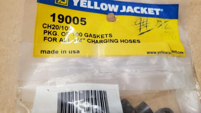NOS YELLOW JACKET 19005 CH20 for 1/4" Hose (Pack of 76) not full $76.00 ...