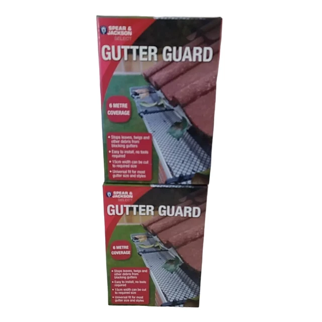 6 M PLASTIC Gutter Guard x 2 Packs by Spear & Jackson 15 cm Width - Cut ...