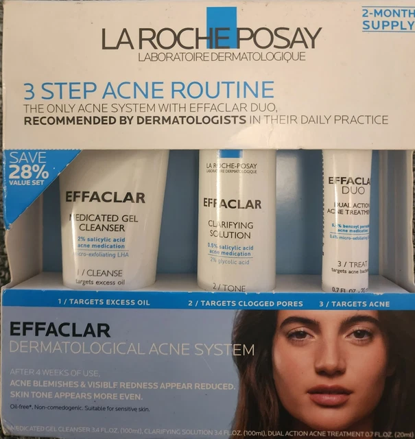 LA ROCHE POSAY Effaclar Dermatological Acne Treatment 3 Step System Kit ...
