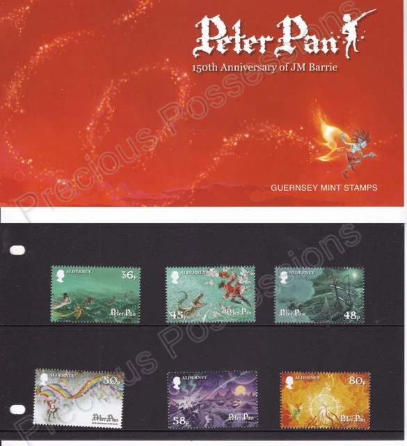 ALDERNEY MNH PRESENTATION Pack 2010 Peter Pan Jm Barrie Stamp Set Sg ...