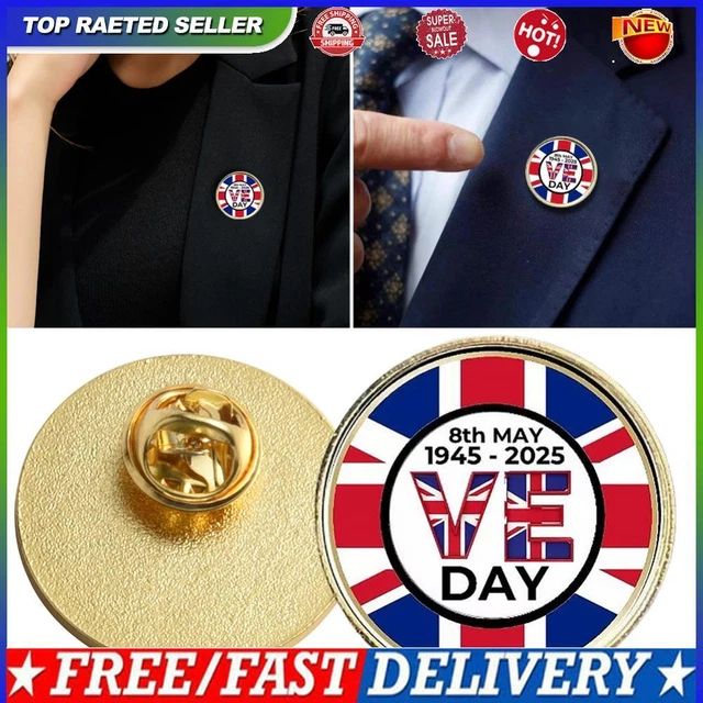 VE DAY BADGE 25mm VE Day 1945-2025 Lapel Pin Badge Round Badge ...