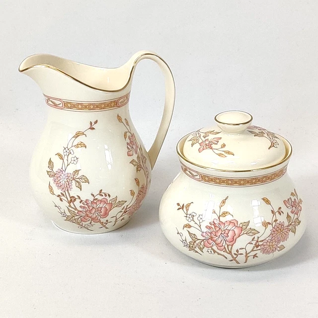 ROYAL DOULTON LISETTE Milk Jug & Sugar Pot H5082 Bowl Creamer Pink ...