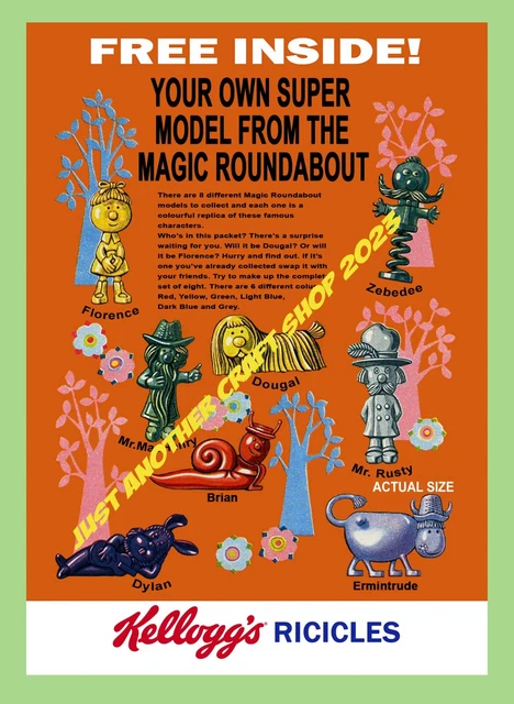 KELLOGG'S RICICLES CEREAL Toy Magic Roundabout 1970 Advert Poster ...