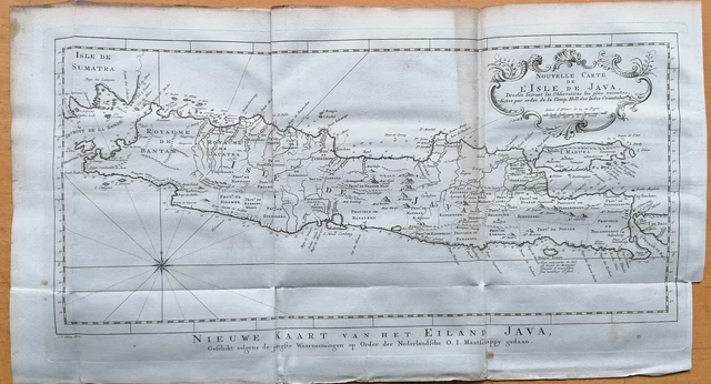 LARGE MAP OF Java - Original Engraving Bellin - 1750 $99.90 - PicClick