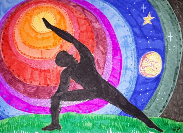 ORIGINAL INK ILLUSTRATION 'Yoga: Left Stretch' by Michelle Ranson EUR ...