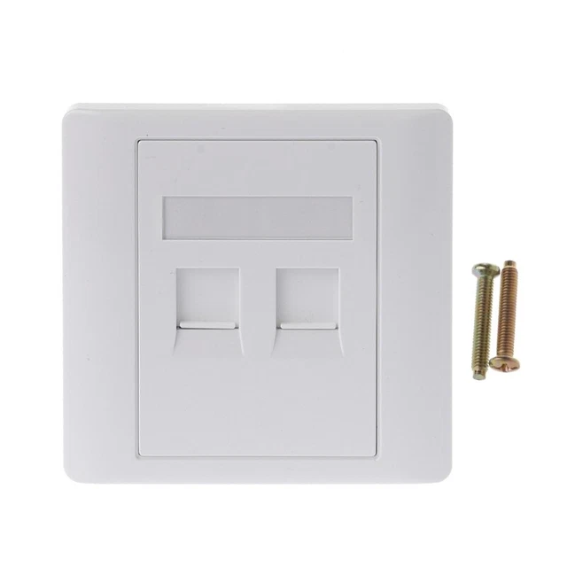 2-PORT CAT6 RJ45 Ethernet Wall Plate Wall Powerline Adapter Easy to ...