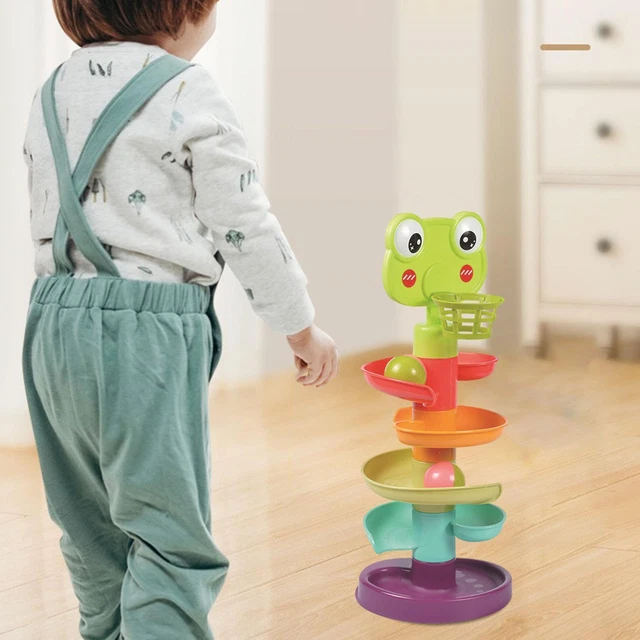 BALL RUN RAMP Frog Fine Motor Skill Educational Toy Ball Drop Roll ...