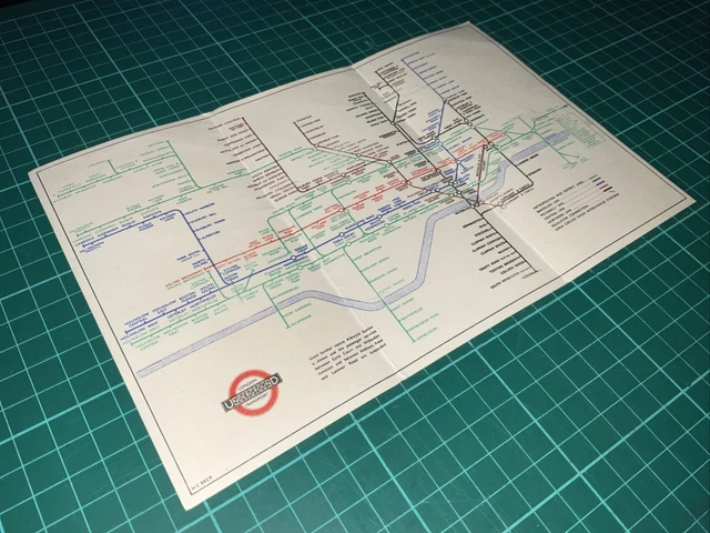 LONDON UNDERGROUND LINES 1945 No 1 Tube Map Diagram of Lines 245.3606 ...