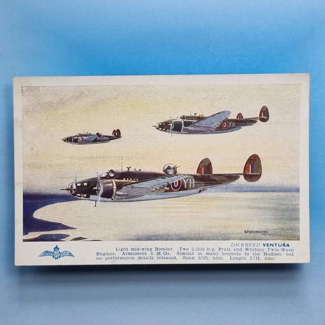 WW2 AIRCRAFT POSTCARD C1940 RAF Lockheed Ventura Light Mid-Wing Bomber ...