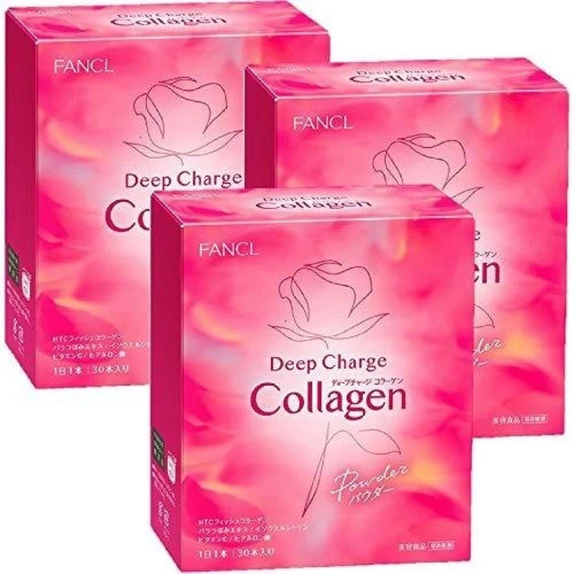 FANCL DEEP CHARGE Collagen Powder 90 Days 3 Boxes 30 Sticks Vitamin C ...