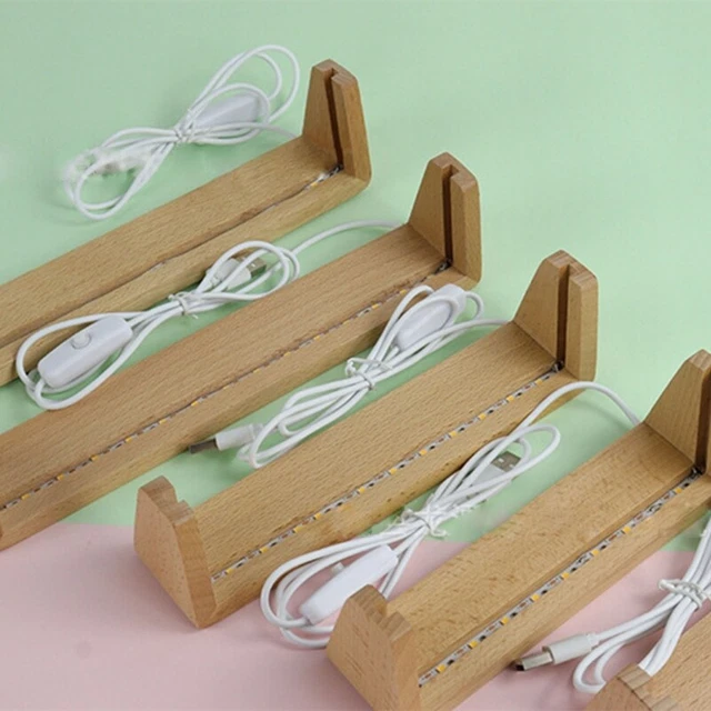 U-SHAPED FRAME LIGHT Base Wooden LED Display Base Pedestal Night LED ...