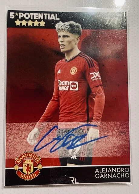 AUTOGRAFO FACSIMILE 1/1 carta Alejandro Garnacho su misura 5 stelle ...