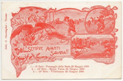 CARTOLINA MILITARE: 6° REGGIMENTO BERSAGLIERI, SEMPRE AVANTI SAVOIA ...