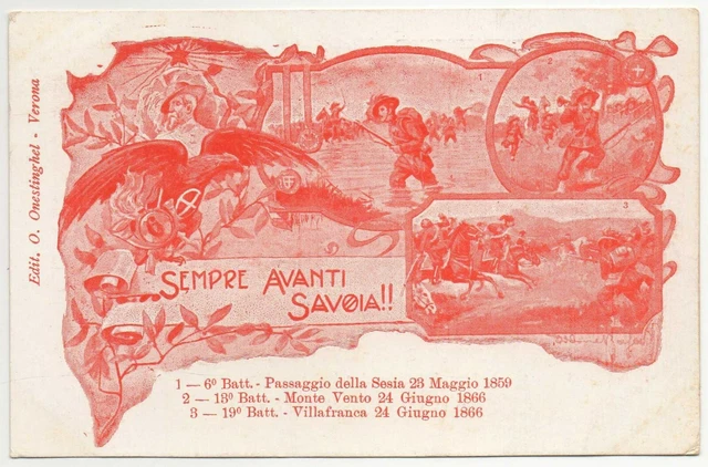 CARTOLINA MILITARE: 6° REGGIMENTO BERSAGLIERI, SEMPRE AVANTI SAVOIA ...