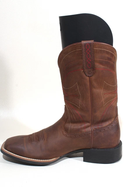 MENS ARIAT SPORT Wide Square Toe Boots Sz 10 D Brown Leather Cowboy ...