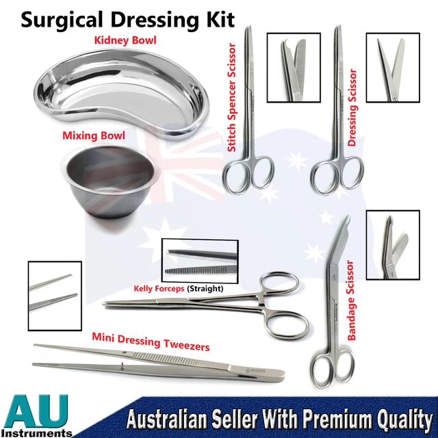 SURGICAL INSTRUMENTS MEDICAL First Aid Wound Dressing Scissor Tweezers ...