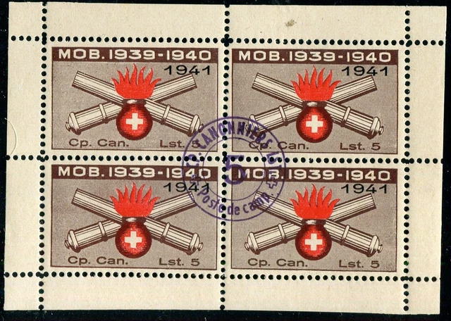 SWITZERLAND SOLDATENMARKEN SOLDIER y Artillerie (Artillery) #56 block ...