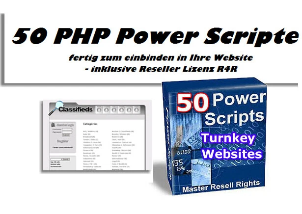 50 FERTIGE PHP Projekt Scripte zum einbinden in Ihre Website - Reseller Lizenz EUR 5,99 ...
