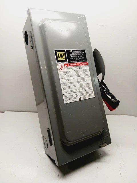 SQUARE D 60 Amp Heavy Duty Safety Disconnect Switch 3 Pole 240 Vac W ...