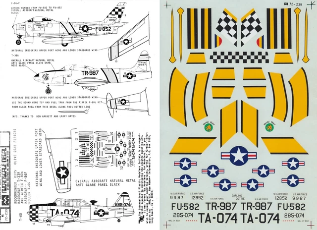 MICROSCALE DECALS 1/72 AT-6D Texan F-86F Sabre T-33 Shooting Star 51st ...