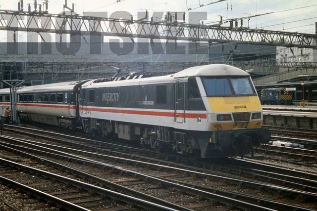 35MM SLIDE BR British Rail Electric Loco Class 90 90010 1993 Euston ...