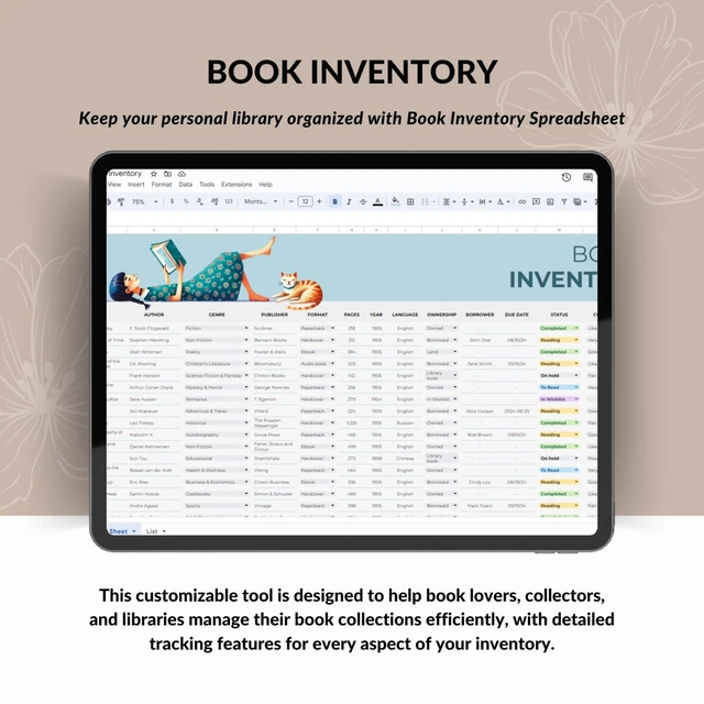 BOOK INVENTORY EXCEL Spreadsheet Google Sheets Template £5.99 - PicClick UK