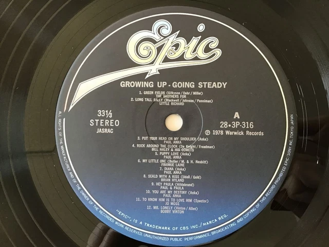 OST(PAUL ANKA/BOBBY VINTON) GROWING UP - GOING STEADY - EPIC 28 3P-316 Japan LP EUR 3,87 ...