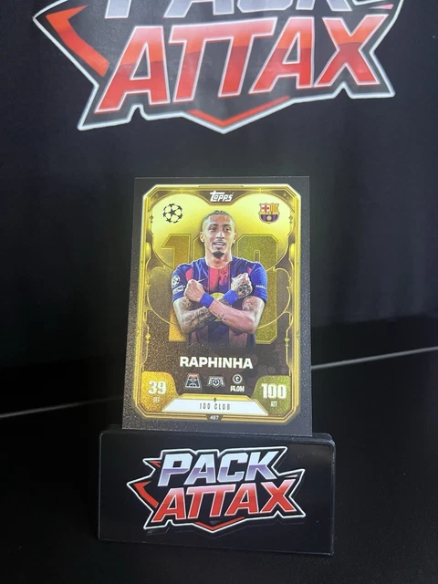 TOPPS MATCH ATTAX 25/26 2025 2026 Raphinha 100 Club Card Barcelona £1. ...