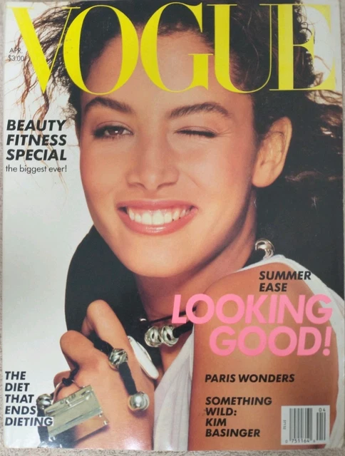 VOGUE MAGAZINE APRIL 1988 Kara Young Christy Turlington Kim Basinger £7 ...