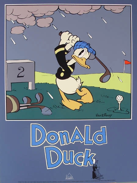 DISNEY GOLF SPORT KUNST Donald Duck COMIC ART Siebdruck Carl Barks ...