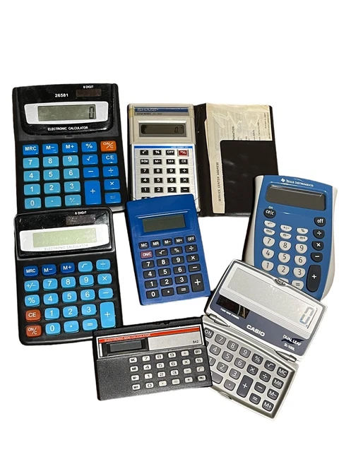 LOT OF 7 Calculators Texas Instrument, Casio, Vintage Sharp All Work £ ...