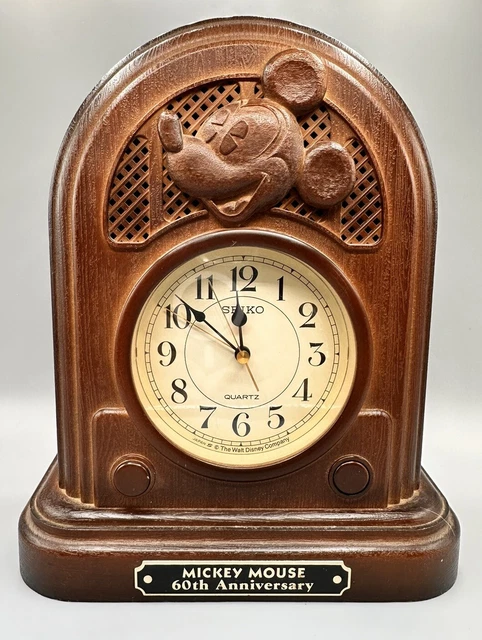 SEIKO QUARTZ MICKEY Mouse Walt Disney Clock 60th Anniversary £42.53 ...