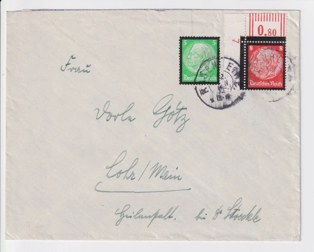 DR MICHEL NR. 551 Bogenecke li. oben in MiF auf Fernbrief EUR 6,50 ...